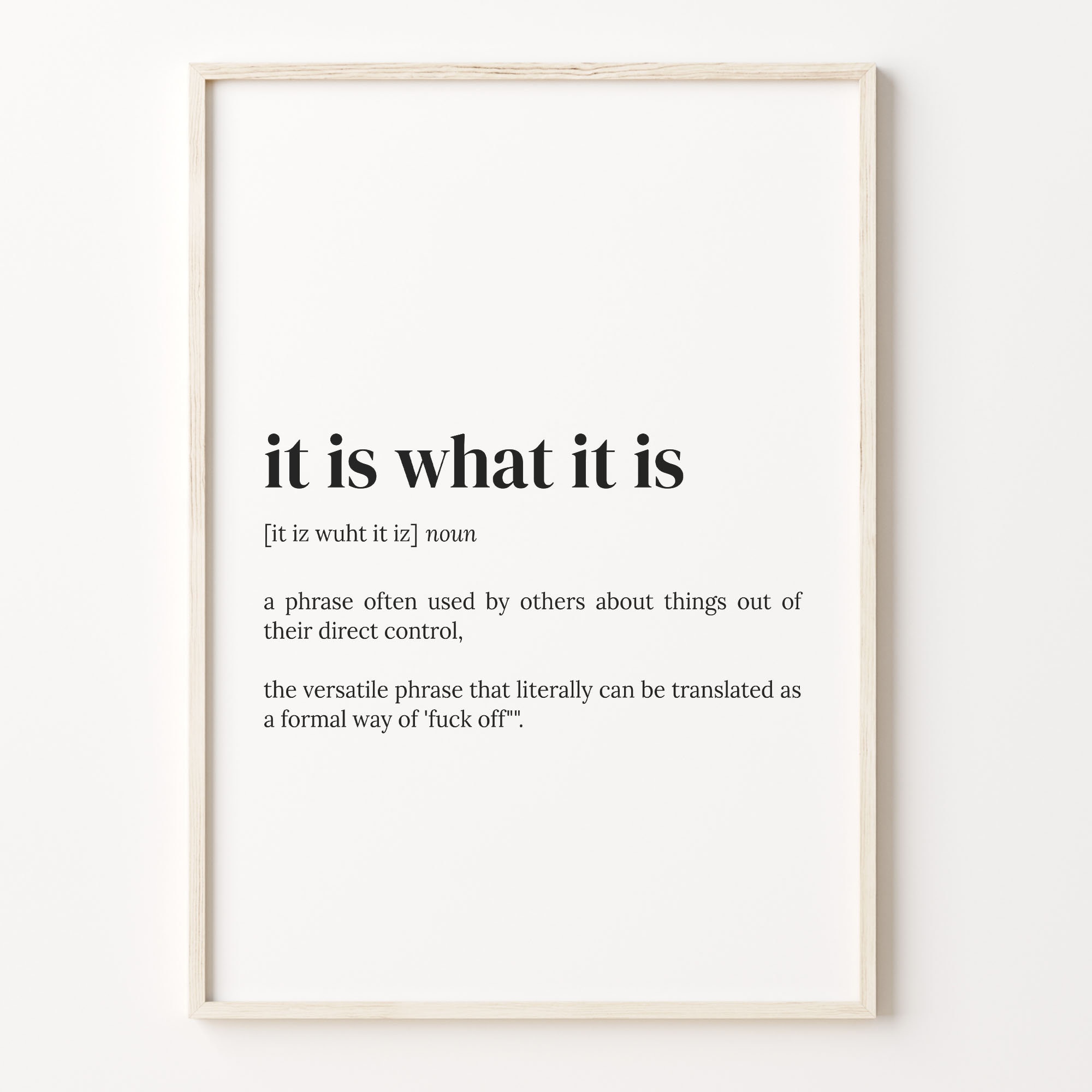 It is What It is Definition Print, Dictionary Poster, Quote Wall Art ...