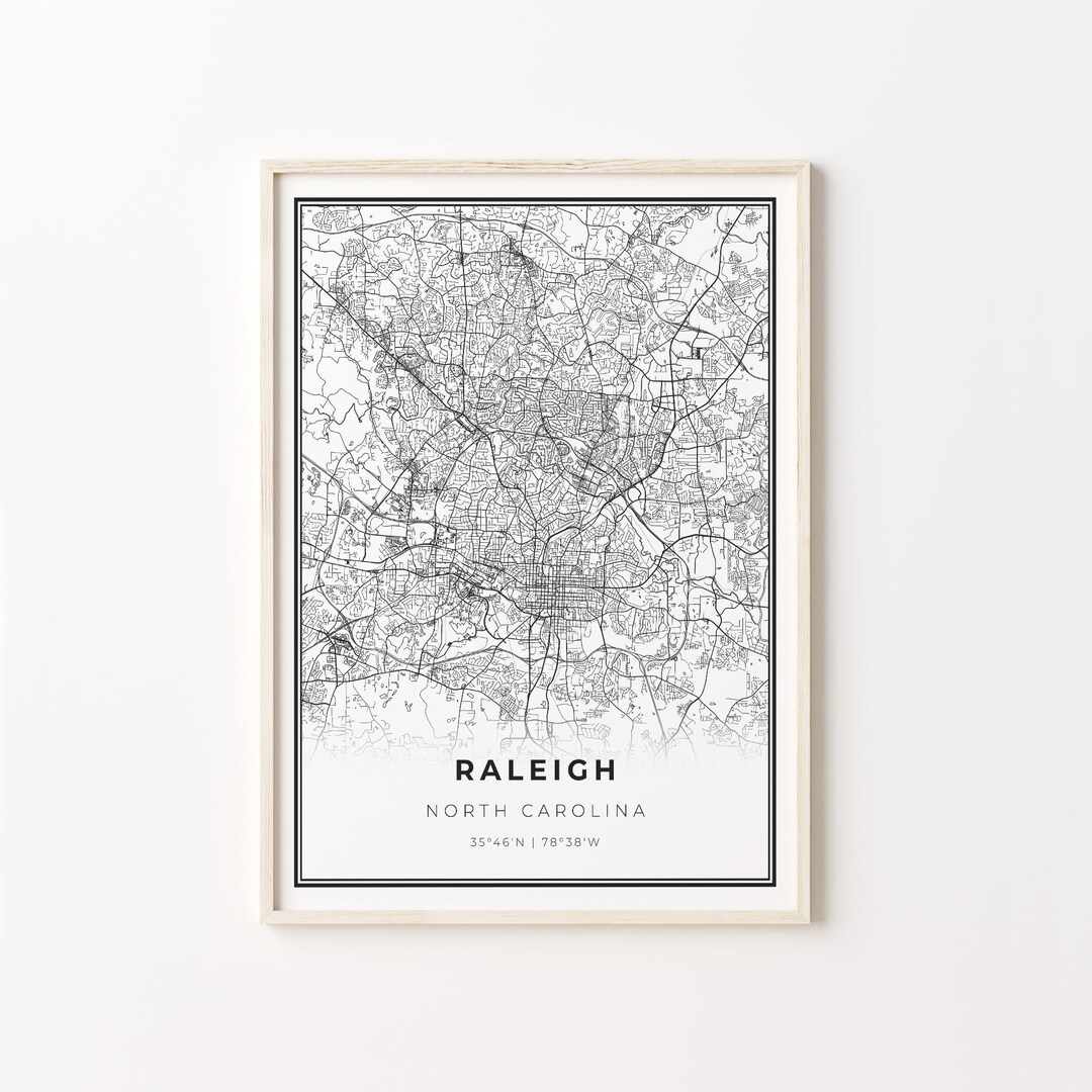 Raleigh Print, City Map Art Poster, North Carolina NC USA, Wall Art ...
