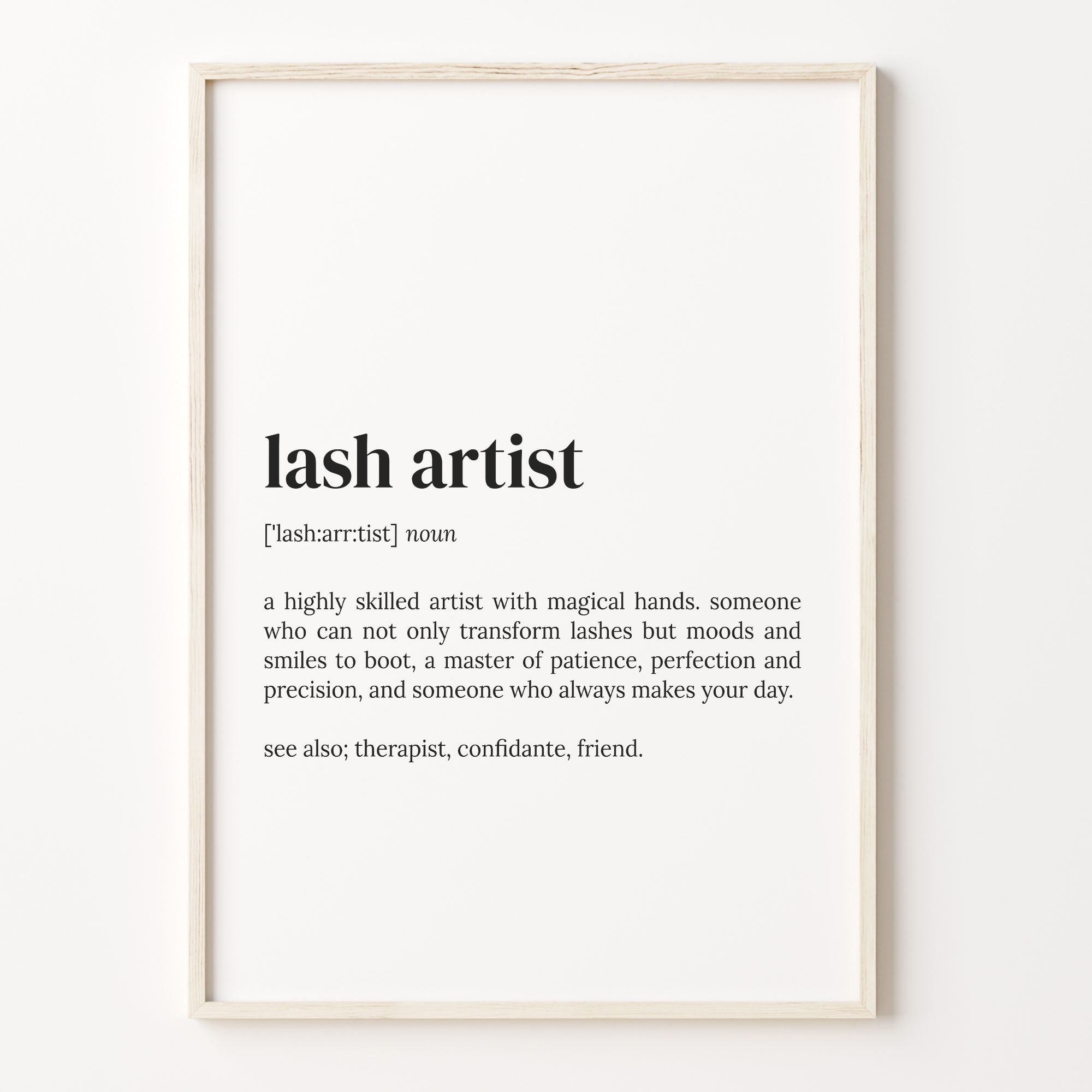 Lash Artist Definition Print Dictionary Poster Quote Wall - Etsy