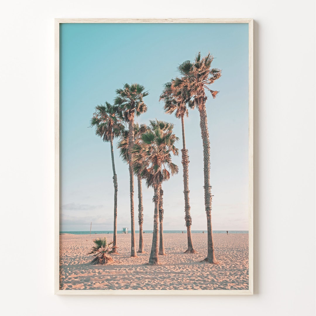 Palm Trees at the Beach Colorful Poster Print, Palm Trees Photo Art ...