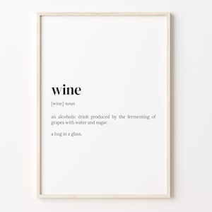 Wine Definition Print, Dictionary Poster, Quote Wall Art, Wine Lover ...