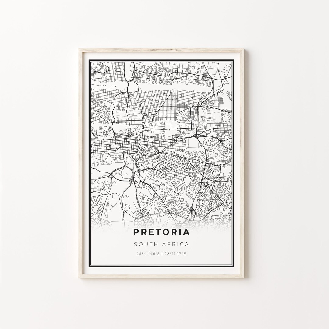Pretoria Print, City Map Art Poster, South Africa, Wall Art Decor ...