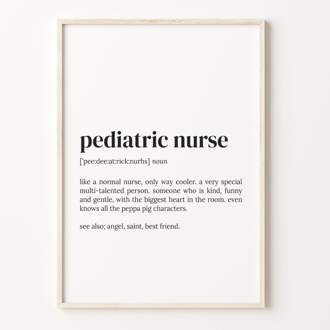 Pediatric Nurse Definition Print Dictionary Poster Quote - Etsy