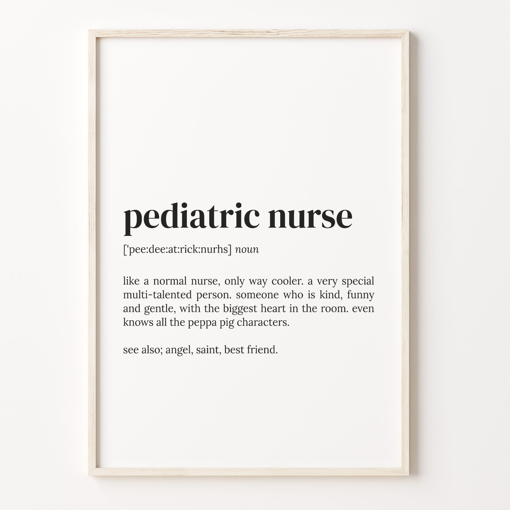 Pediatric Nurse Definition Print Dictionary Poster Quote - Etsy