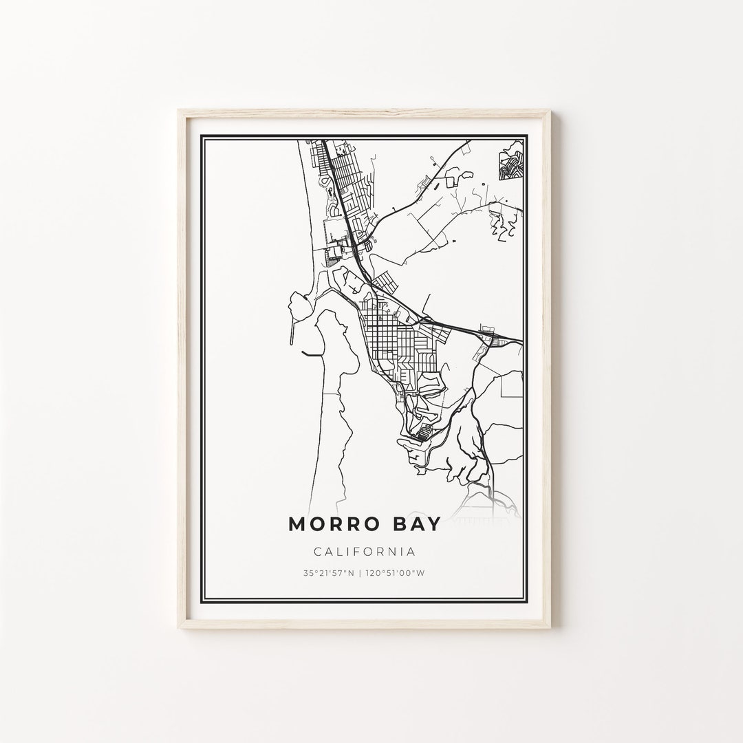 Morro Bay Map Print: Modern Black and White Wall Art - Etsy