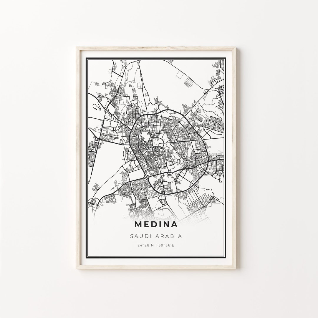 Medina Print, City Map Art Poster, Saudi Arabia, Wall Art Decor, Modern ...
