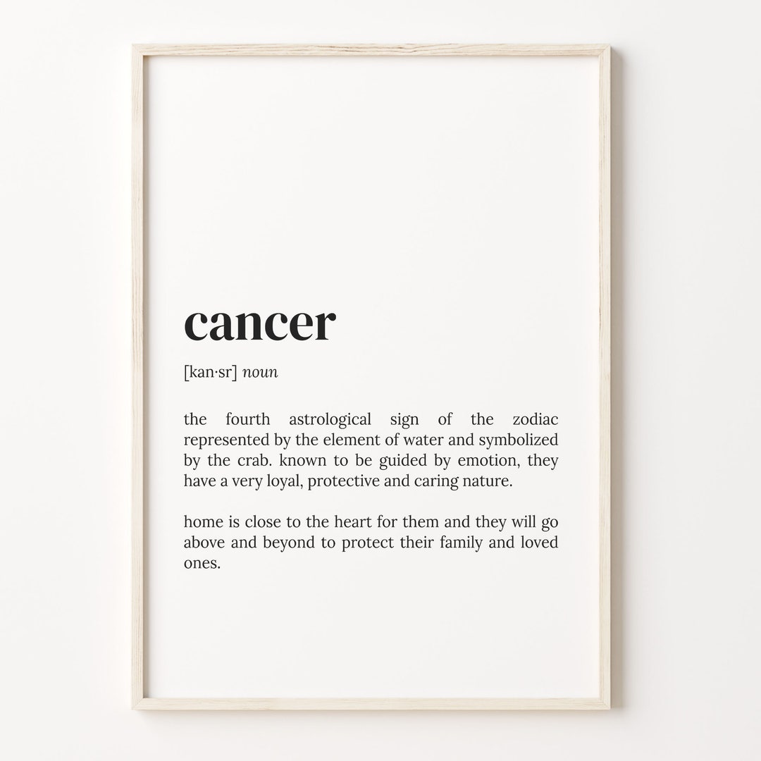Cancer Definition Print, Dictionary Poster, Quote Wall Art, Cancer ...