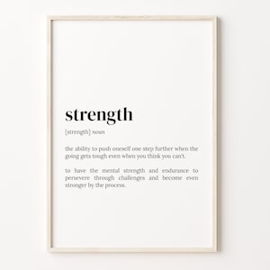 Strength Definition Print: Motivational Quote Wall Art - Etsy
