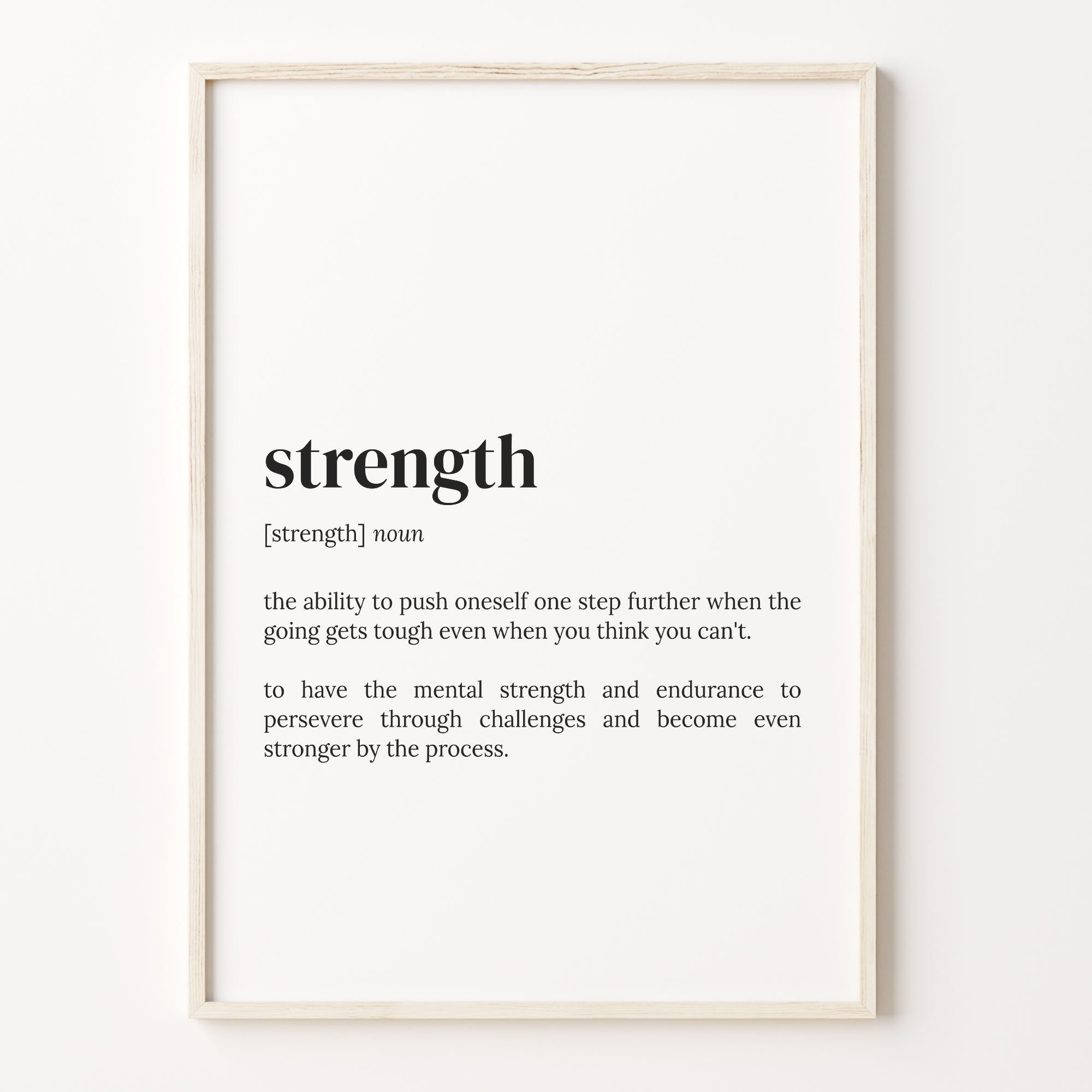 Strength Definition Print, Dictionary Poster, Quote Wall Art, Strength ...
