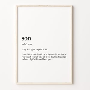 Son Definition Print: Quote Wall Art, Gift for Son - Etsy