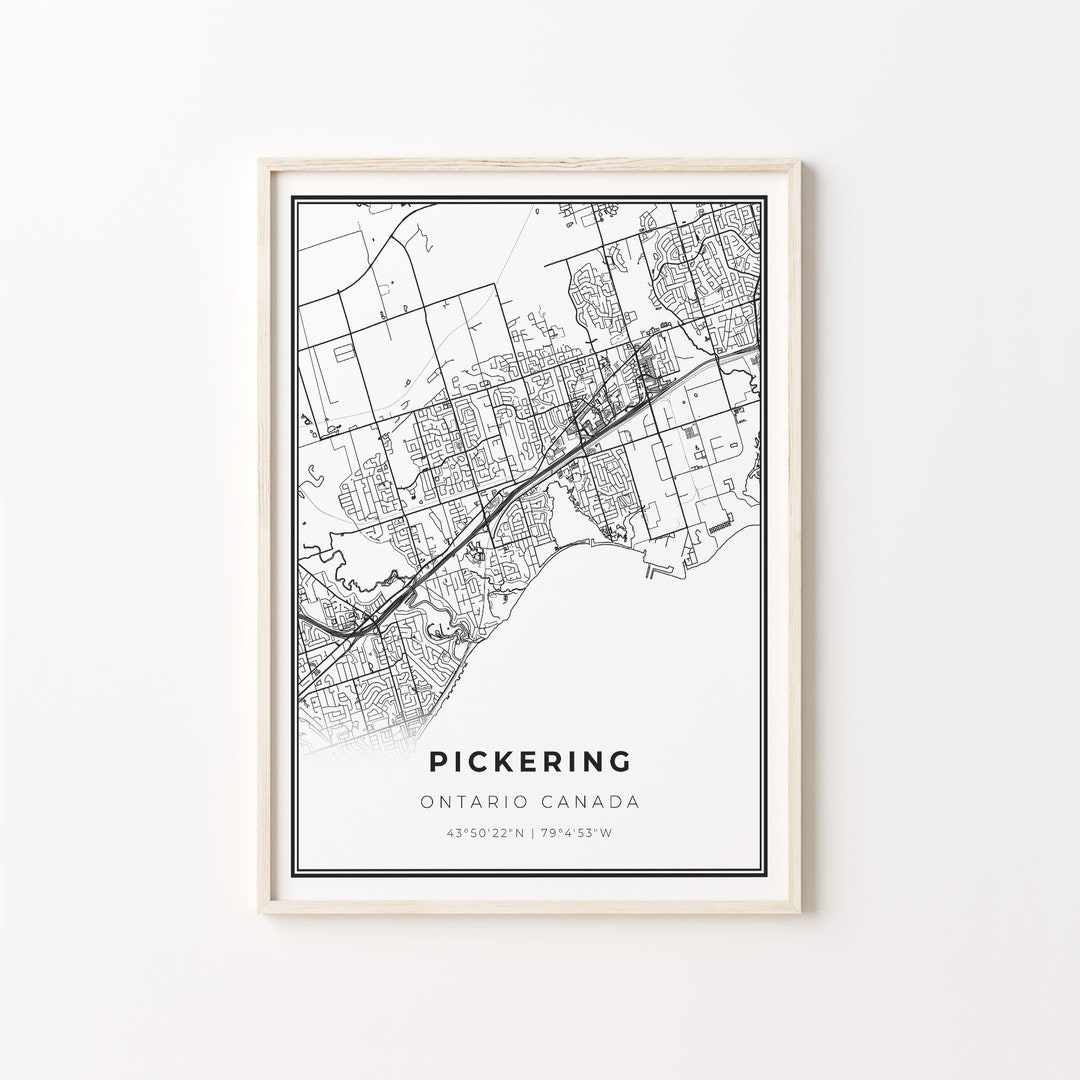 Pickering Print, City Map Art Poster, Ontario ON Canada, Wall Art Decor ...