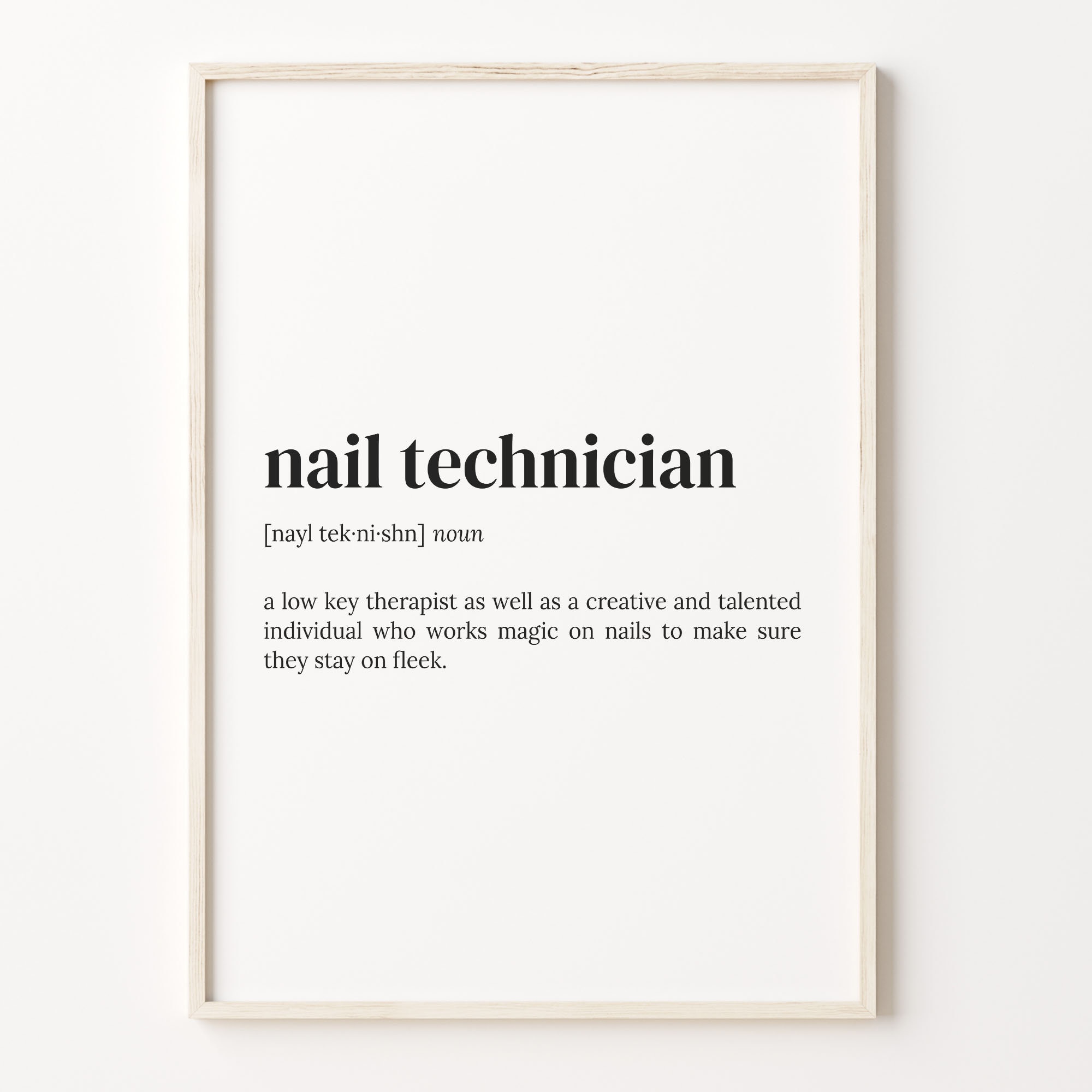 Nail Technician Definition Print, Dictionary Poster, Quote Wall Art ...