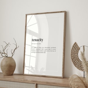 Tenacity Definition Print: Inspirational Quote Wall Art - Etsy