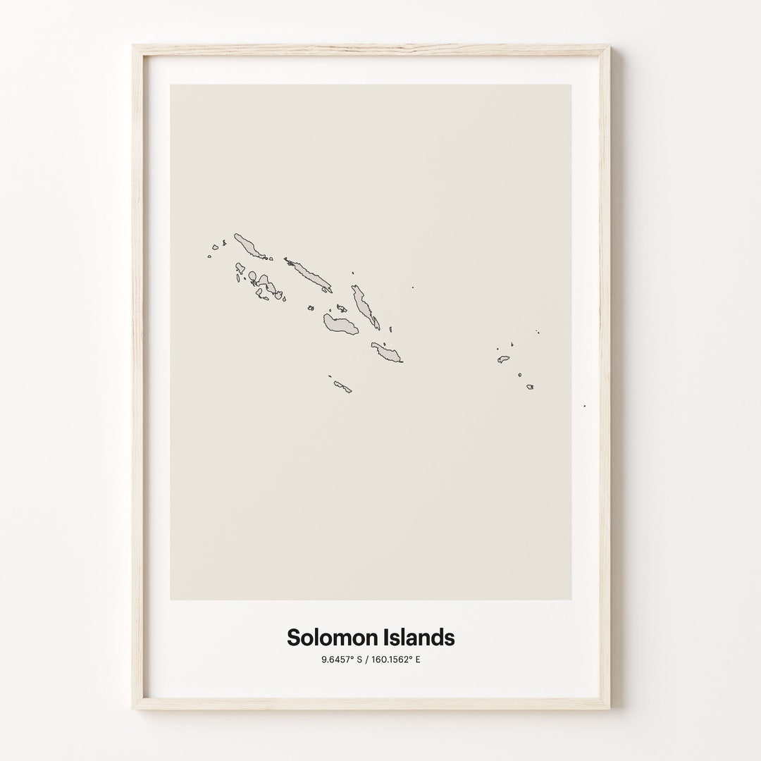 Solomon Islands Map Print: Minimalist Line Art Poster - Etsy