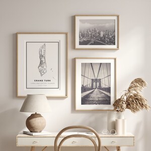 Grand Turk Map Print: Modern Black and White Wall Art - Etsy