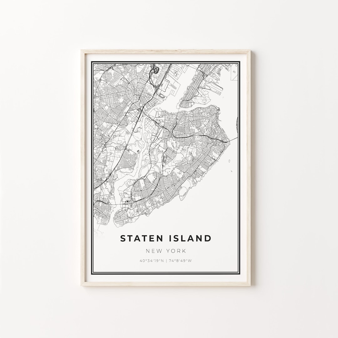 Staten Island Print, City Map Art Poster, New York City NYC NY USA ...