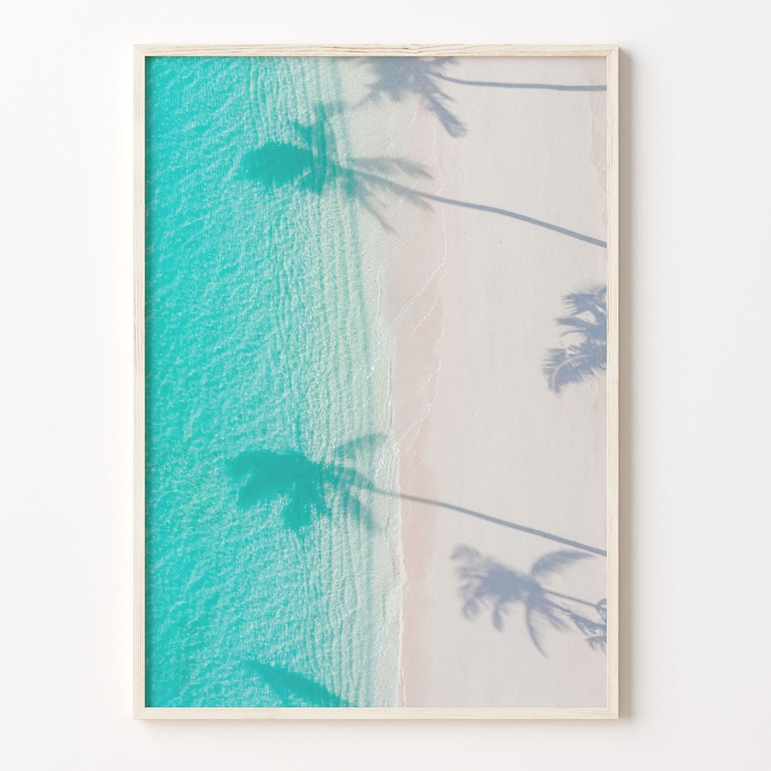 Palm Tree Shadows Print: Colorful Beach Wall Art - Etsy