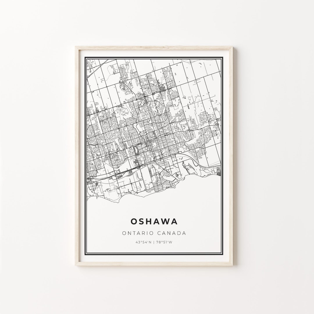 Oshawa Ontario Map Print: Modern Black and White Wall Art - Etsy UK