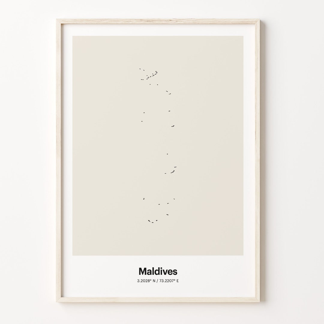 Maldives Map Print: Minimalist Line Art Poster - Etsy