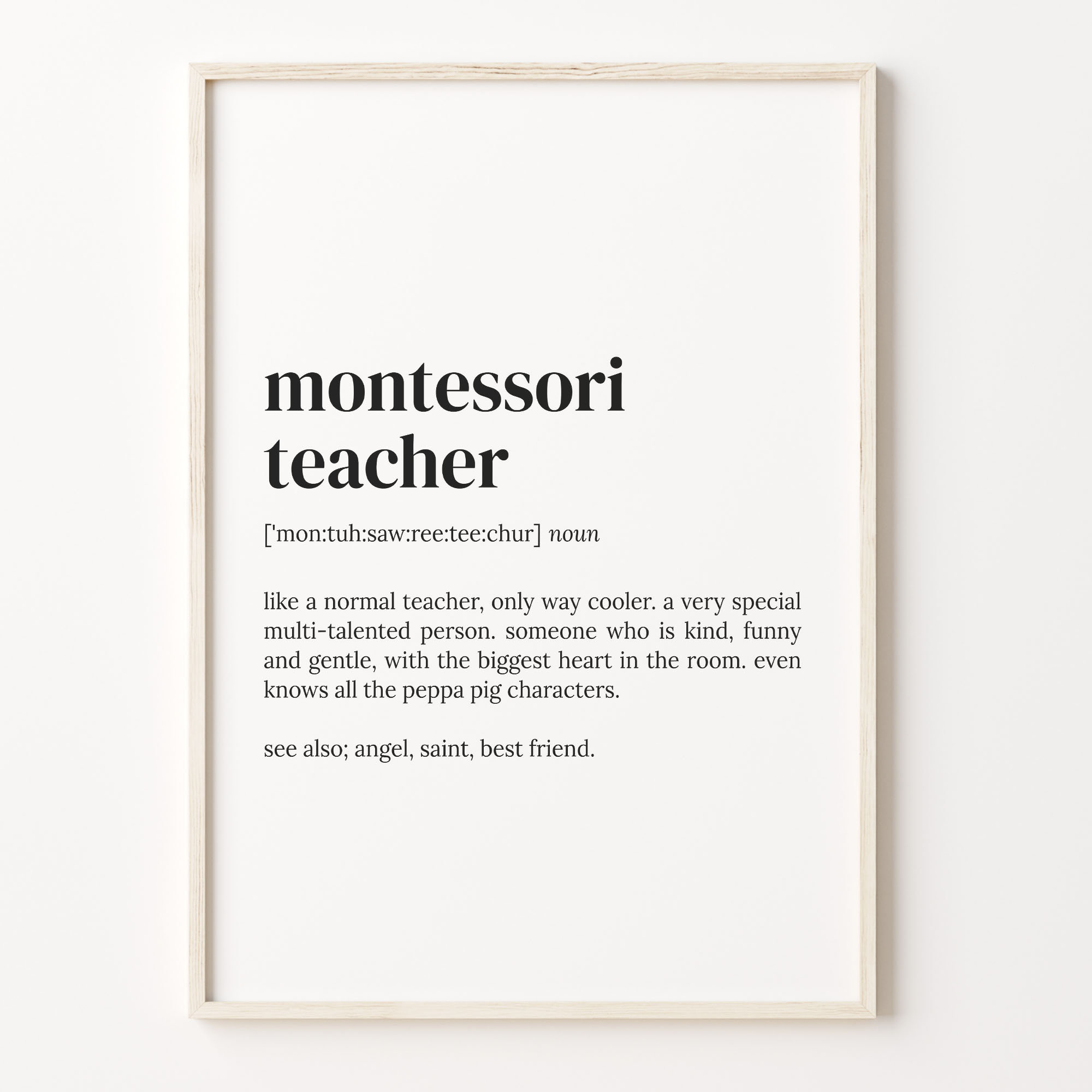 Montessori Teacher Definition Print, Dictionary Poster, Quote Wall Art ... Montessori Teacher Definition Print, Dictionary Poster, Quote Wall Art ...