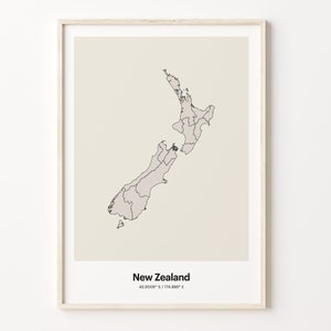 New Zealand Print, New Zealander Gift, Minimalistic Country Map Poster ...