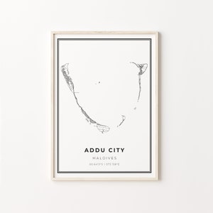 Addu City Print, City Map Art Poster, Maldives, Wall Art Decor, Modern ...