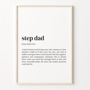 Step Dad Definition Print, Dictionary Poster, Quote Wall Art, Step Dad ...