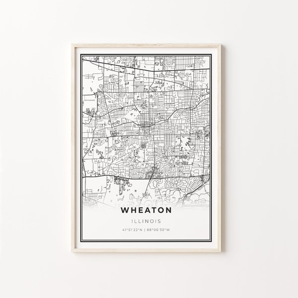 Wheaton Il Map Art - Etsy