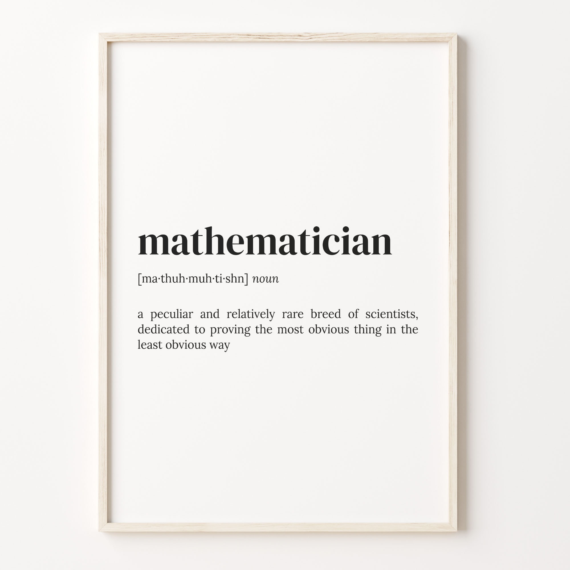 Mathematician Definition Print, Dictionary Poster, Quote Wall Art ...