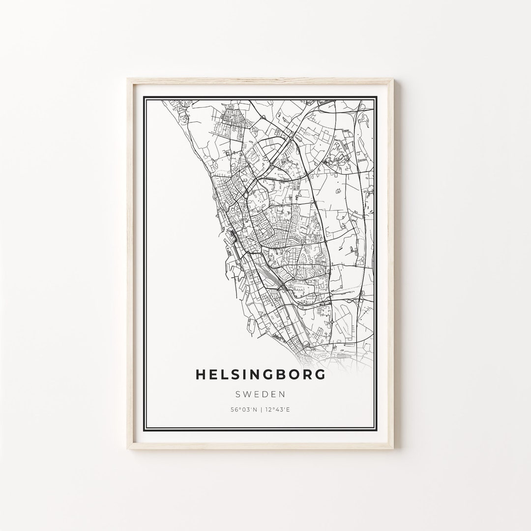 Helsingborg Print, City Map Art Poster, Sweden, Wall Art Decor, Modern ...