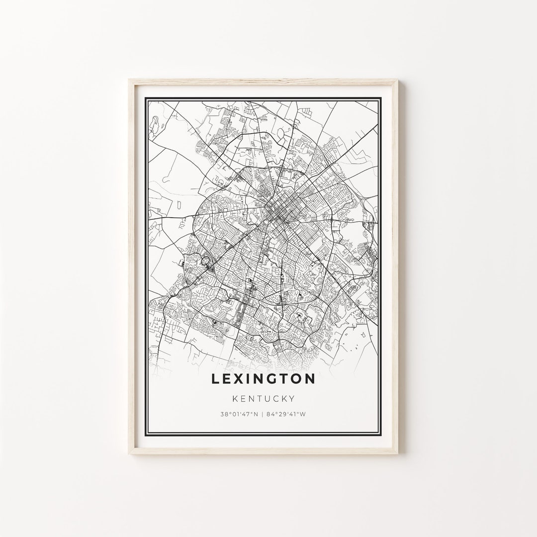 Lexington Kentucky Map Print: Modern Black and White Wall Art - Etsy