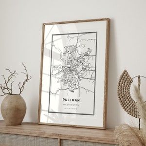 Pullman Print, City Map Art Poster, Washington WA USA, Wall Art Decor ...