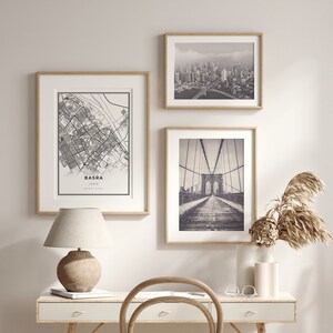 Basra City Map Print: Modern Black and White Wall Art - Etsy