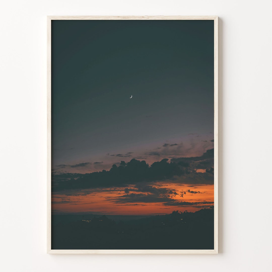 Crescent Moon Colorful Poster Print, Crescent Moon Photo Wall Art, Wall ...