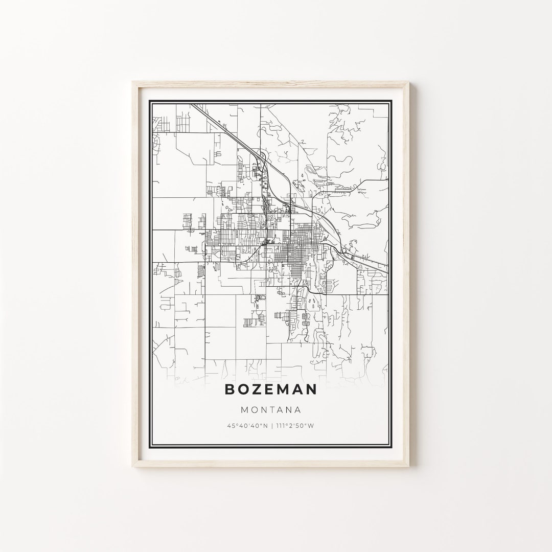 Bozeman Print, City Map Art Poster, Montana MT USA, Wall Art Decor ...