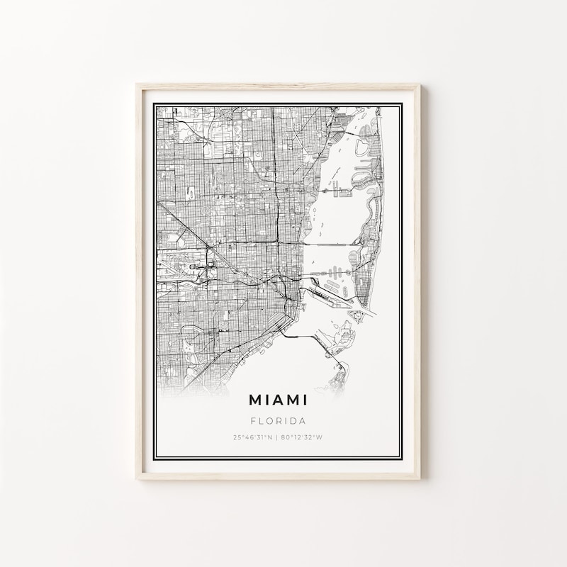 Miami Map Print - Etsy