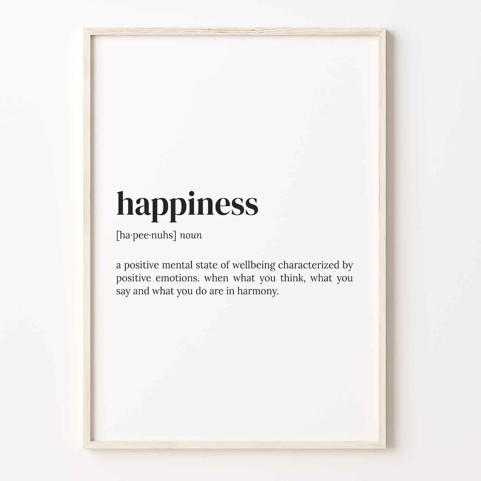 Happiness Definition Print, Dictionary Poster, Quote Wall Art ...