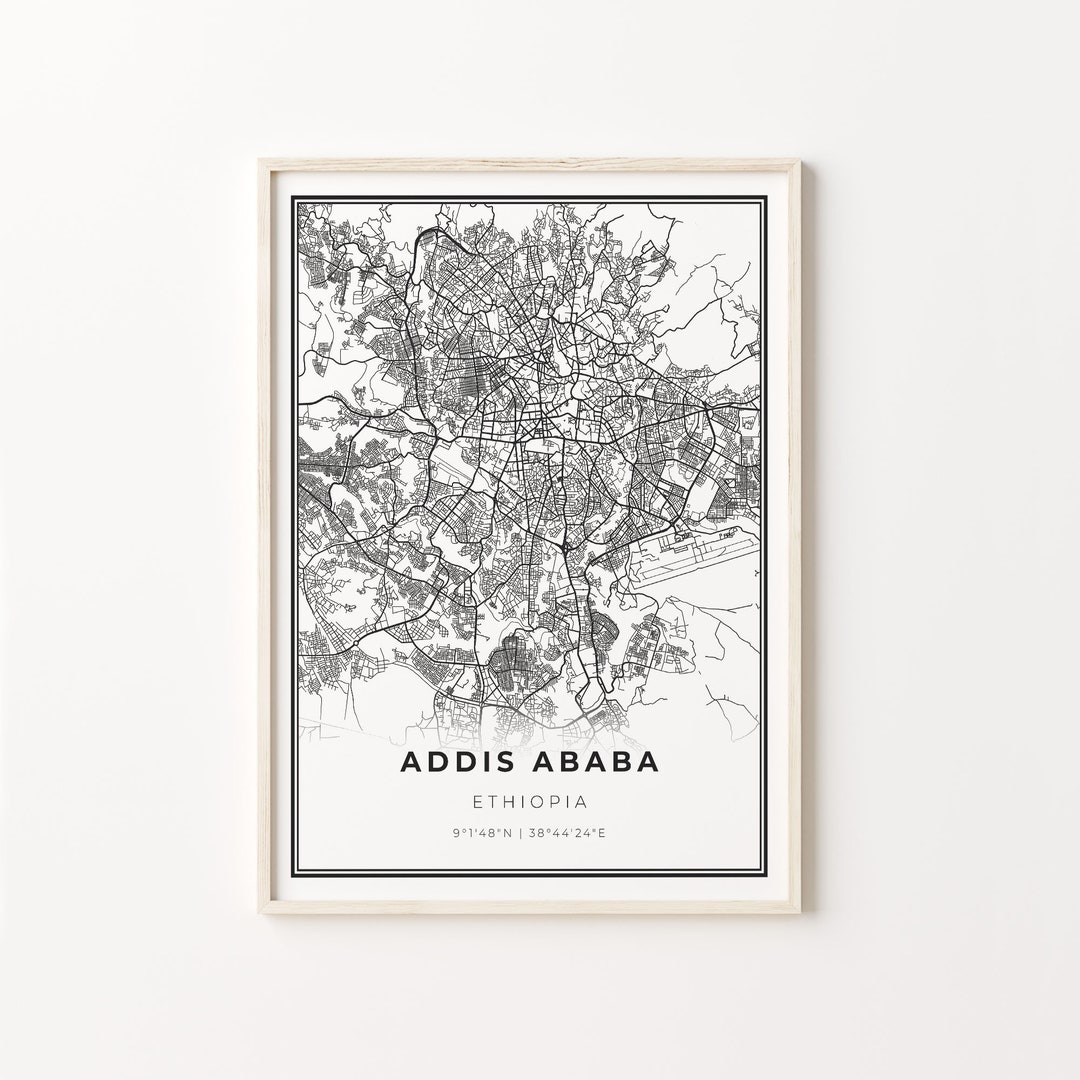 Addis Ababa Print, City Map Art Poster, Ethiopia, Wall Art Decor ...