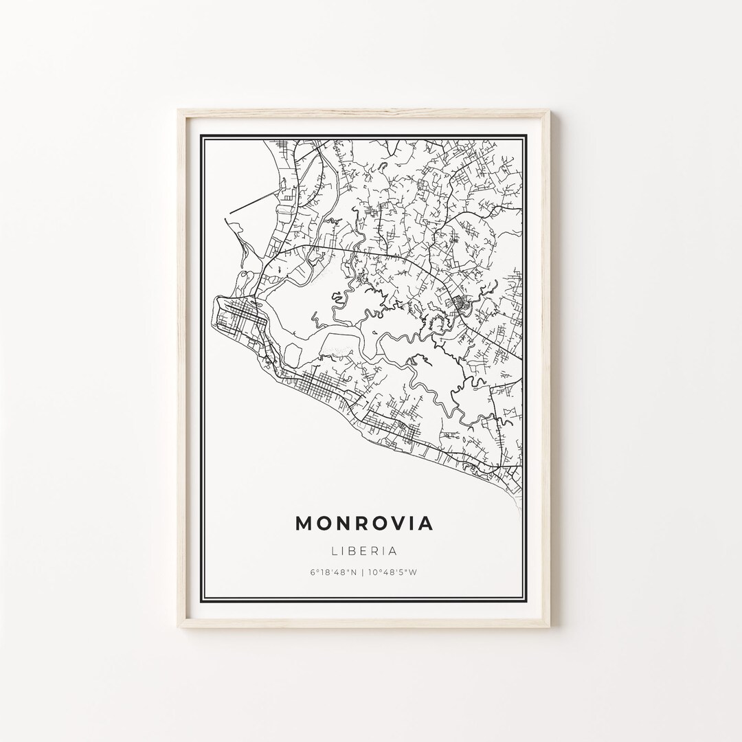Monrovia Print, City Map Art Poster, Liberia, Wall Art Decor, Modern ...