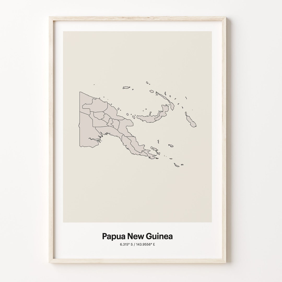 Papua New Guinea Print, Papua New Guinean Gift, Minimalistic Country ...