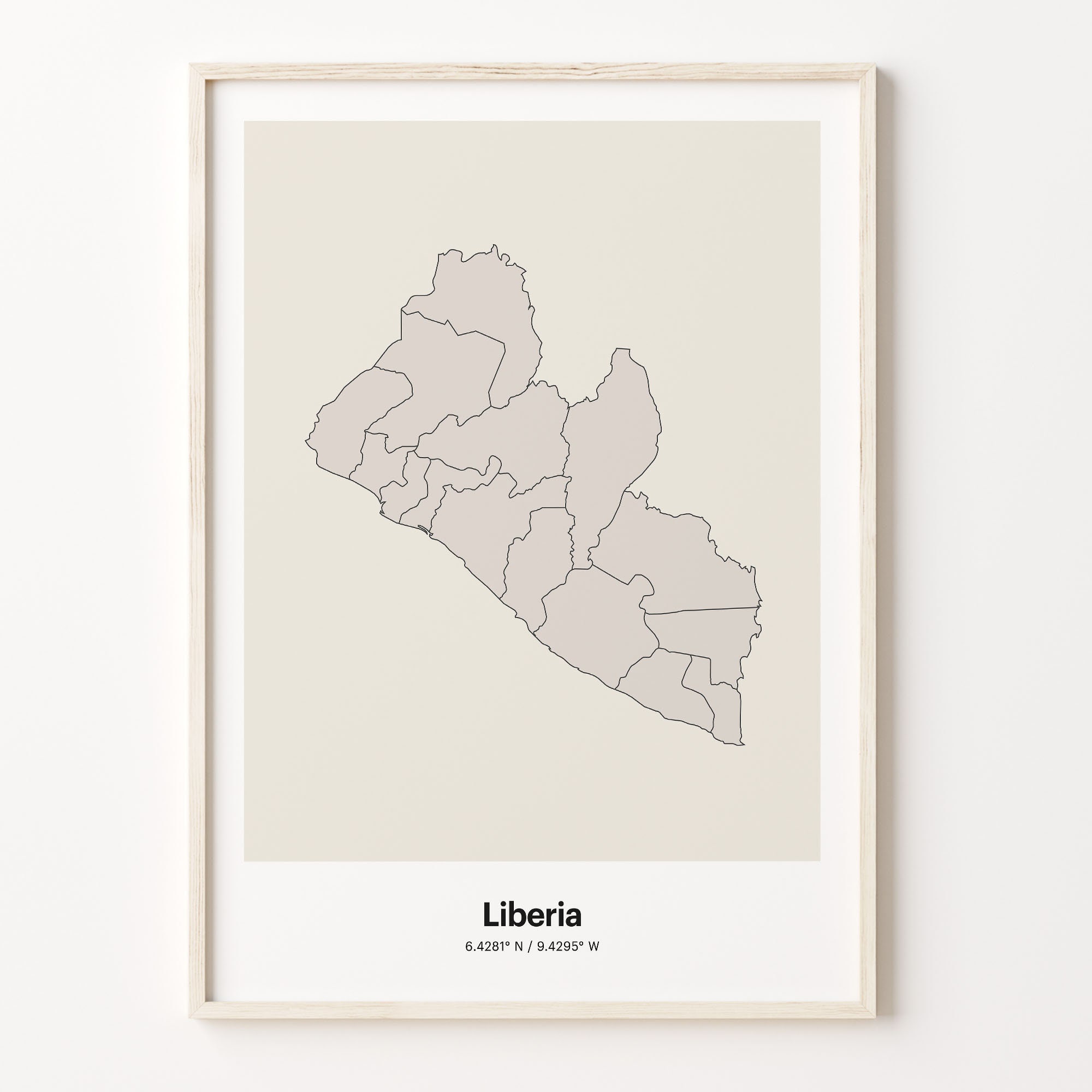 Liberia Print, Liberian Gift, Minimalistic Country Map Poster, LR Line ...