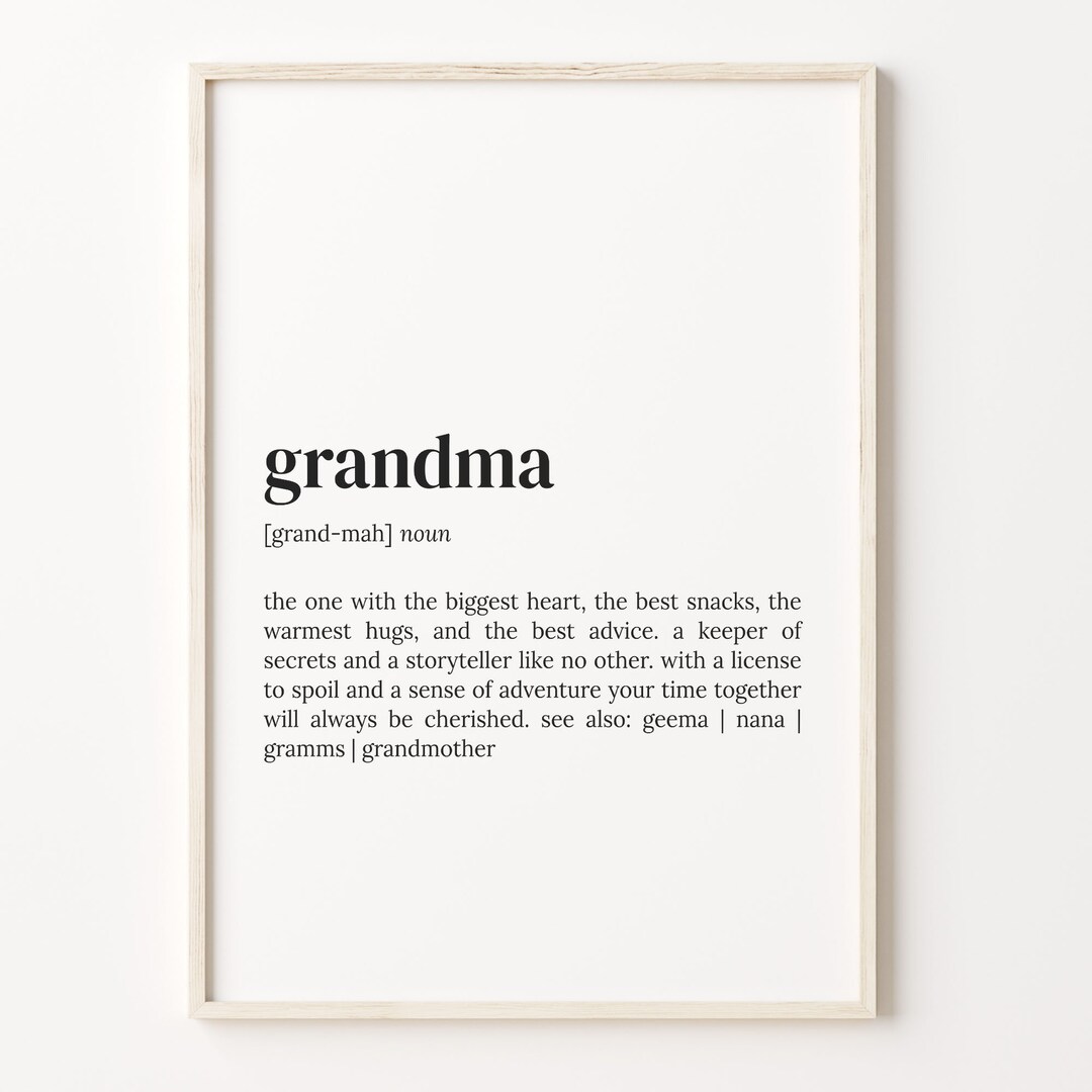 Grandma Definition Print, Dictionary Poster, Quote Wall Art, Grandma ...
