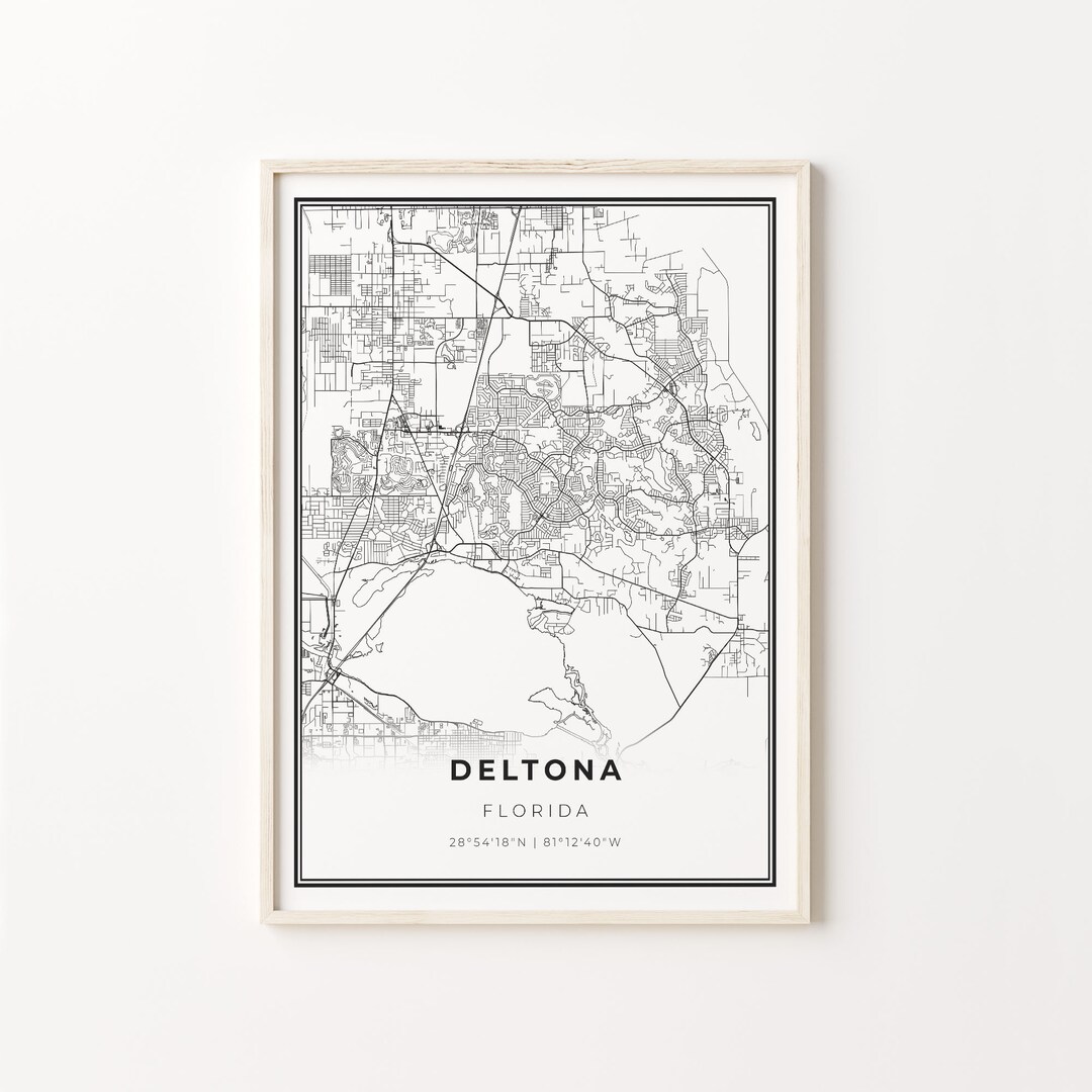 Deltona Print, City Map Art Poster, Florida FL USA, Wall Art Decor ...