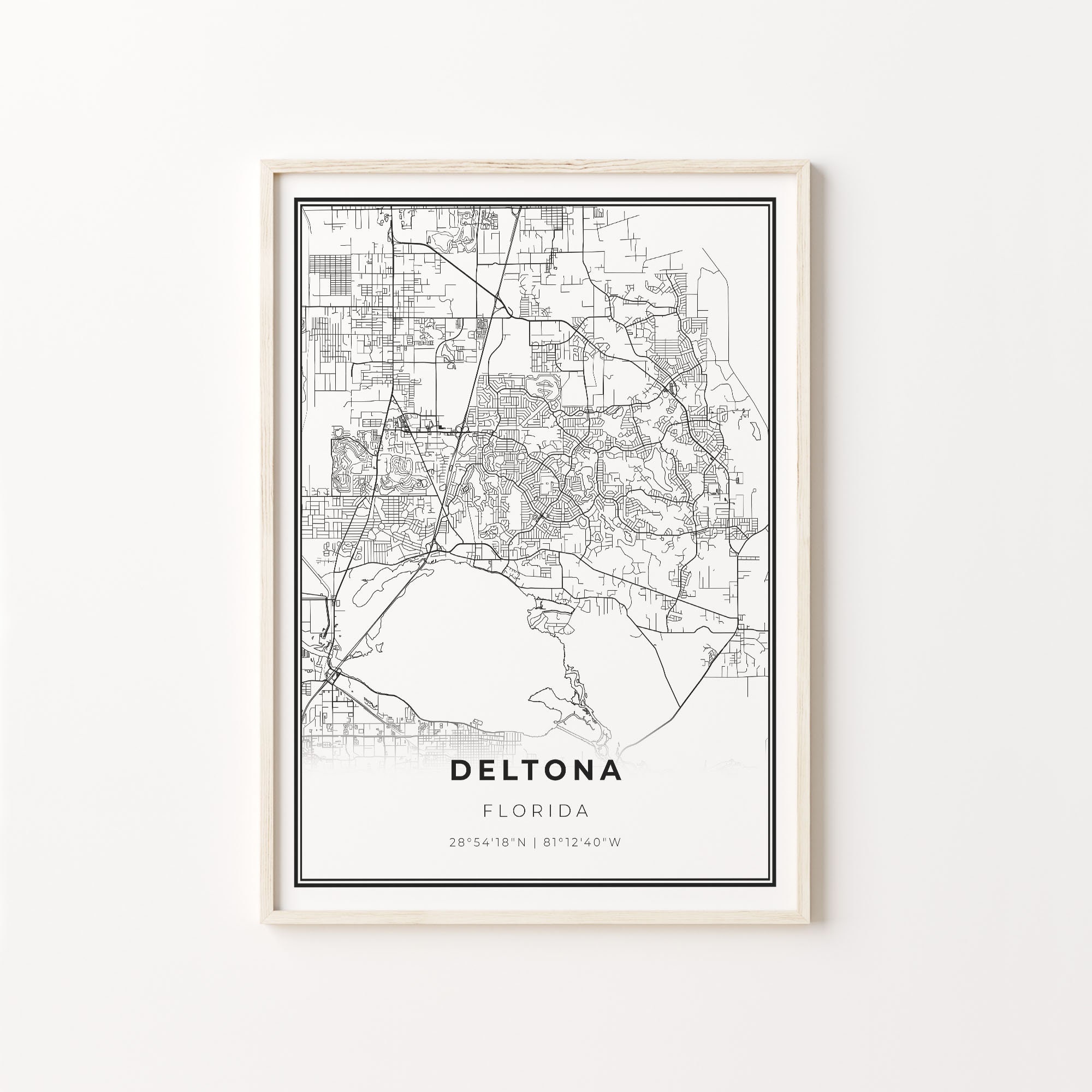Deltona Print, City Map Art Poster, Florida FL USA, Wall Art Decor ...