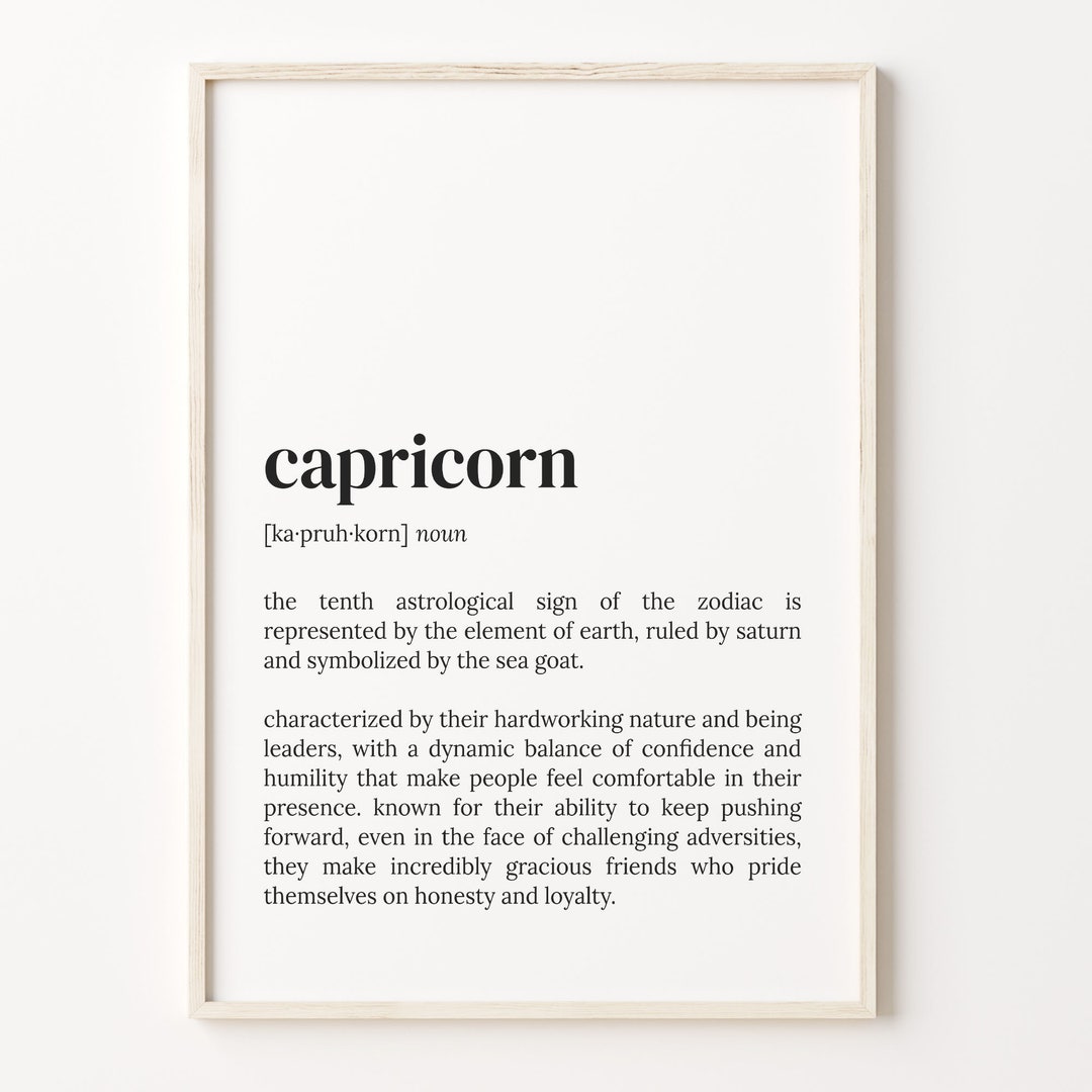 Capricorn Definition Print: Zodiac Sign Wall Art - Etsy