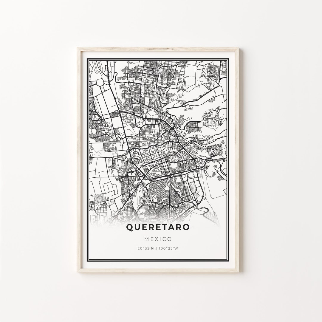 Queretaro Print, City Map Art Poster, Mexico, Wall Art Decor, Modern ...