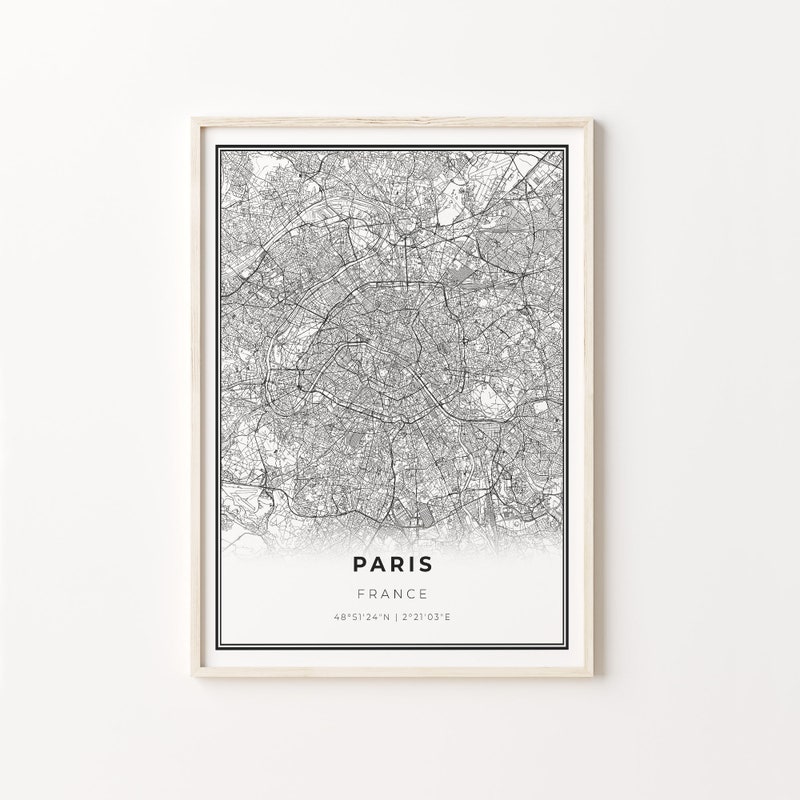 Paris Map Art - Etsy