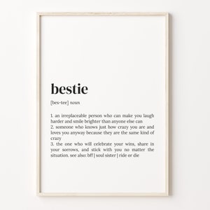 Bestie Definition Art Print, Quote Poster, C17-590 - Etsy