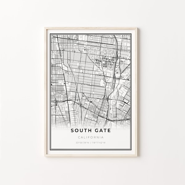 South Gate Map Art - Etsy