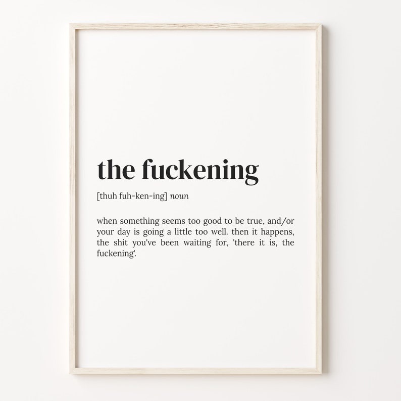 The Fuckening Definition Print Dictionary Poster Quote Wall Art
